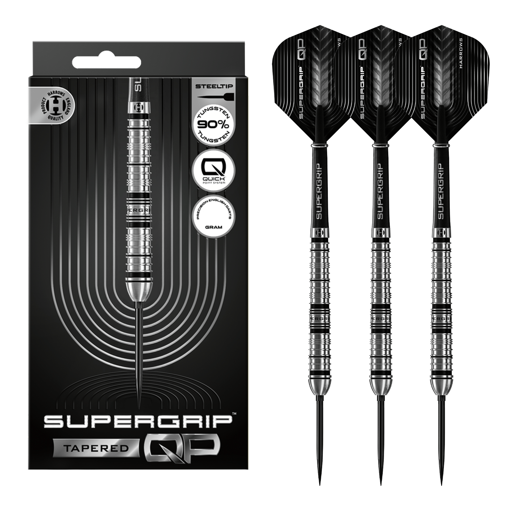 Buy Supergrip Tapered Quick Point - 90% Tungsten Steel Tip Darts from ...