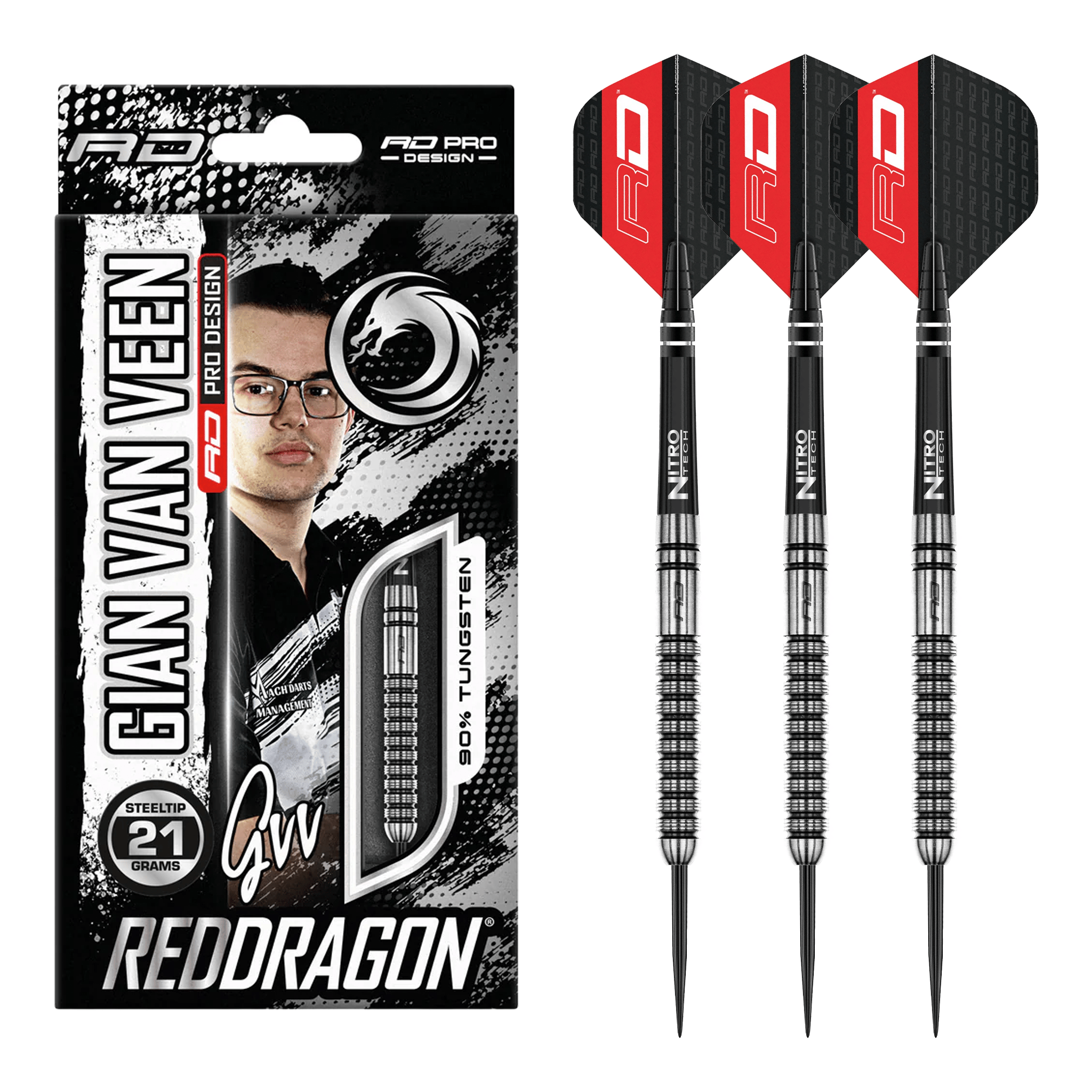 Buy Red Dragon Gian Van Veen - 90% Tungsten Steel Tip Darts from Darts ...