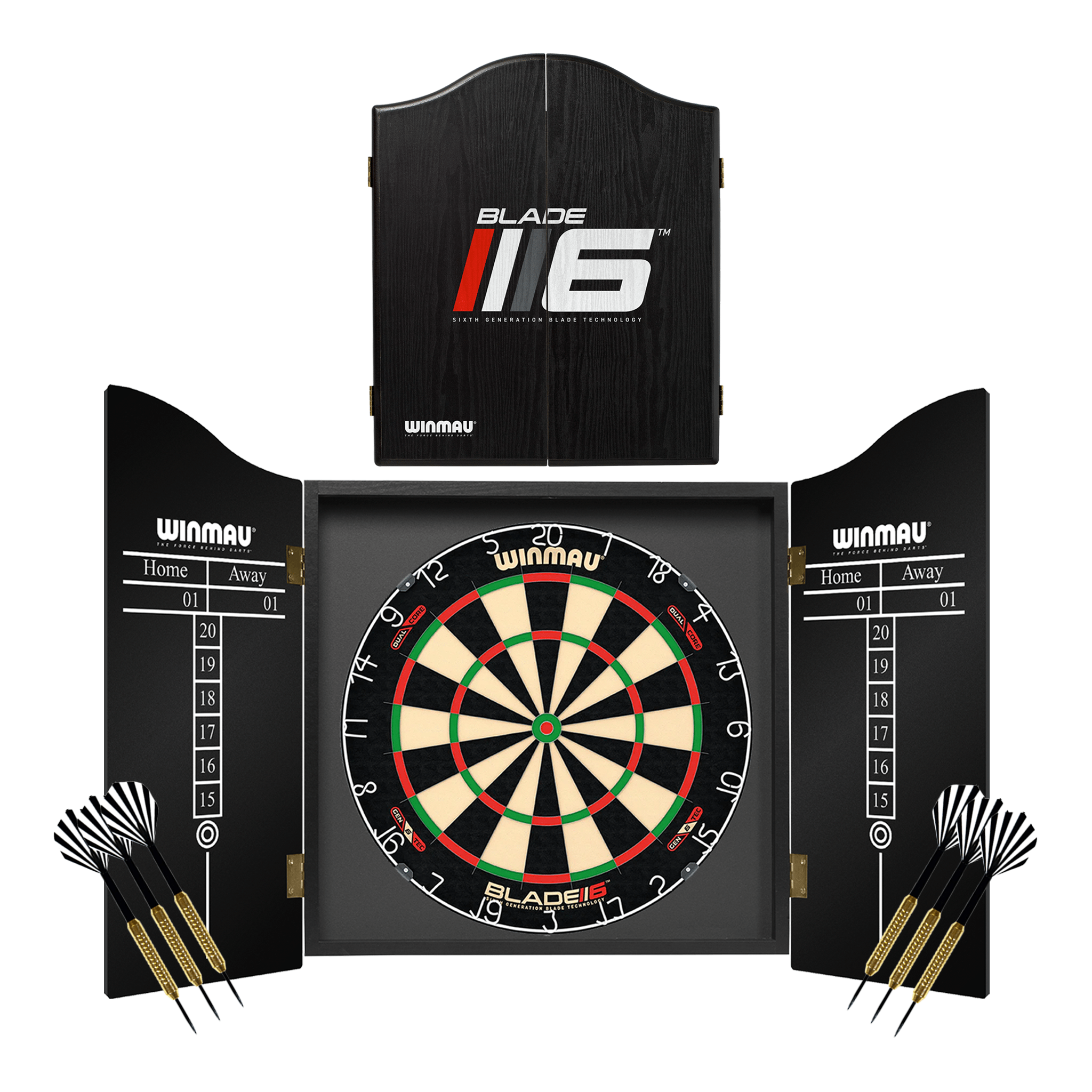 Buy Winmau Blade 6 Dartboard, Cabinet & Darts - Complete Darts Set from ...