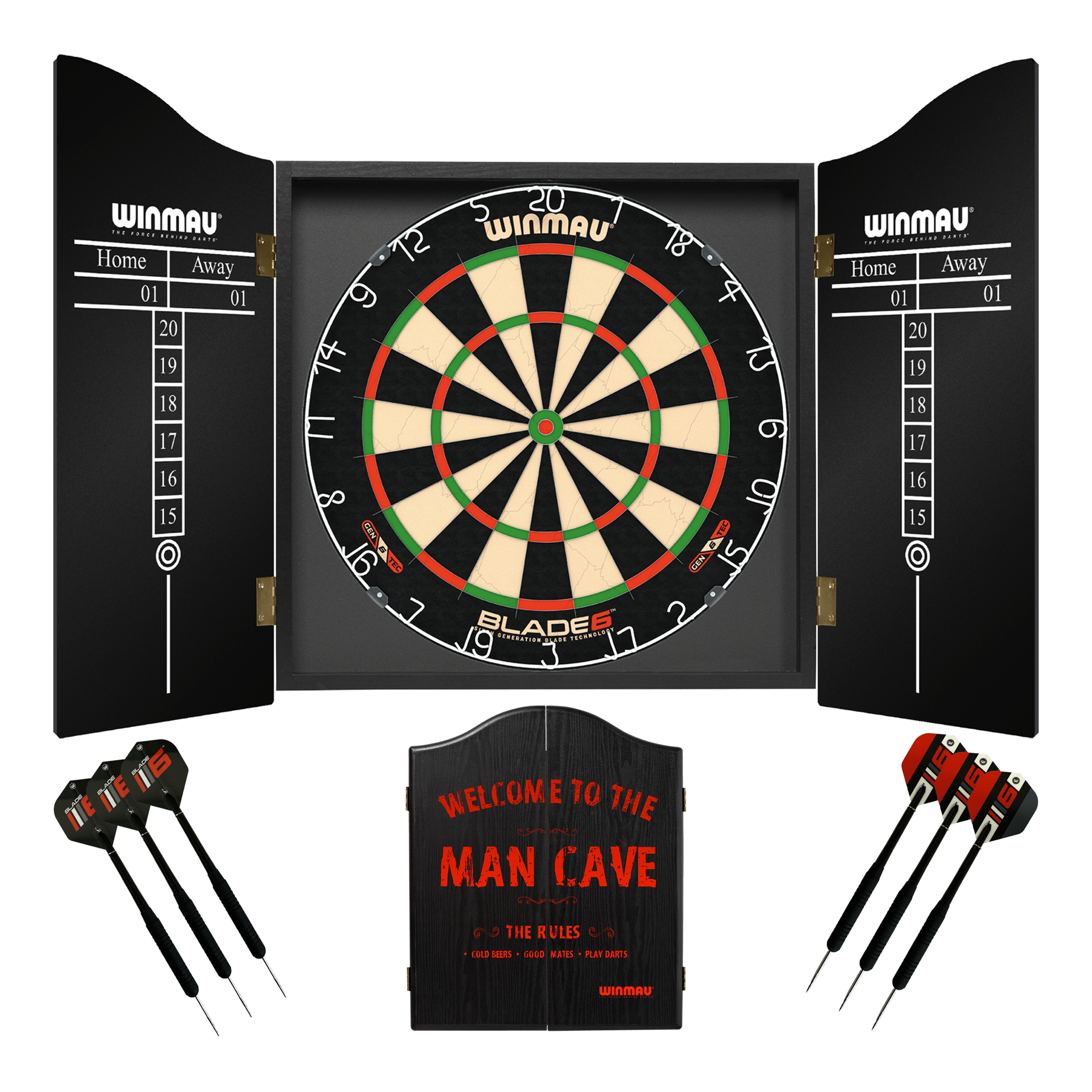 Buy Winmau Blade 6 Dartboard, Cabinet & Darts - Complete Darts Set from ...