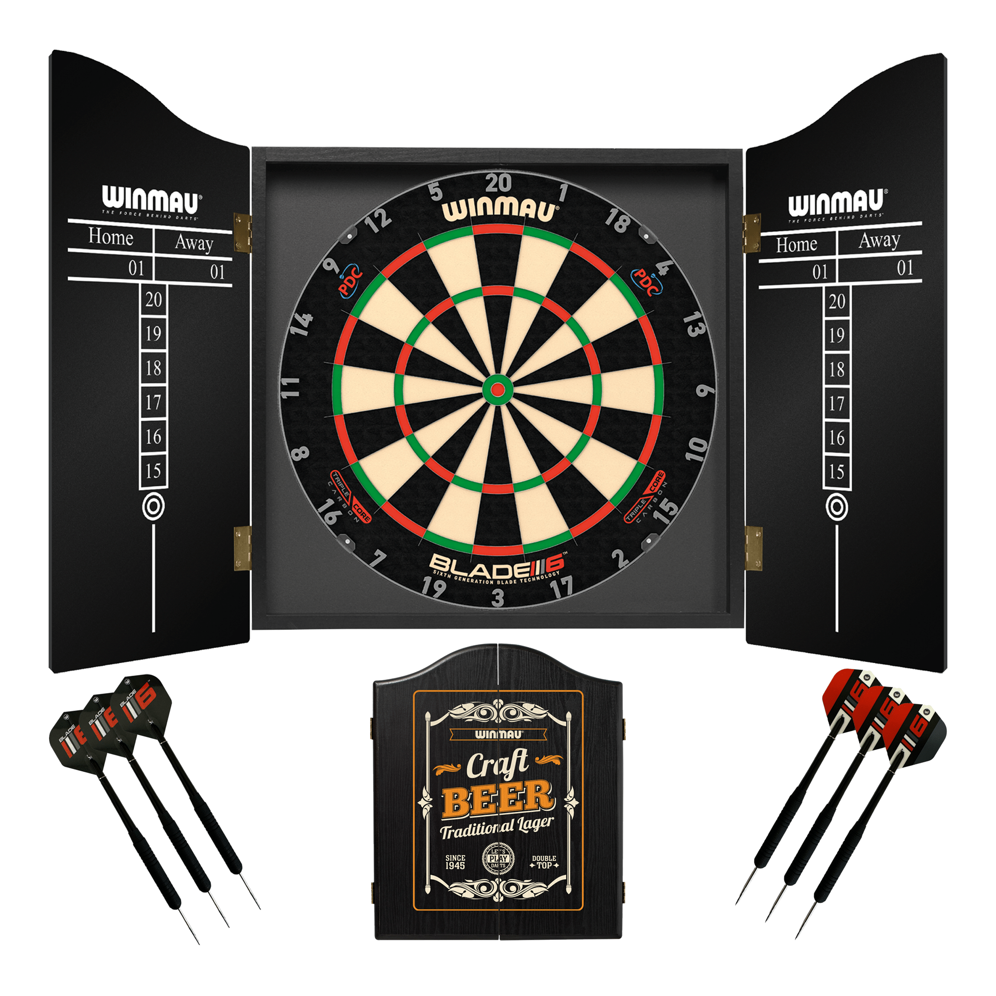 Buy Winmau Blade 6 Dartboard, Cabinet & Darts - Complete Darts Set from ...