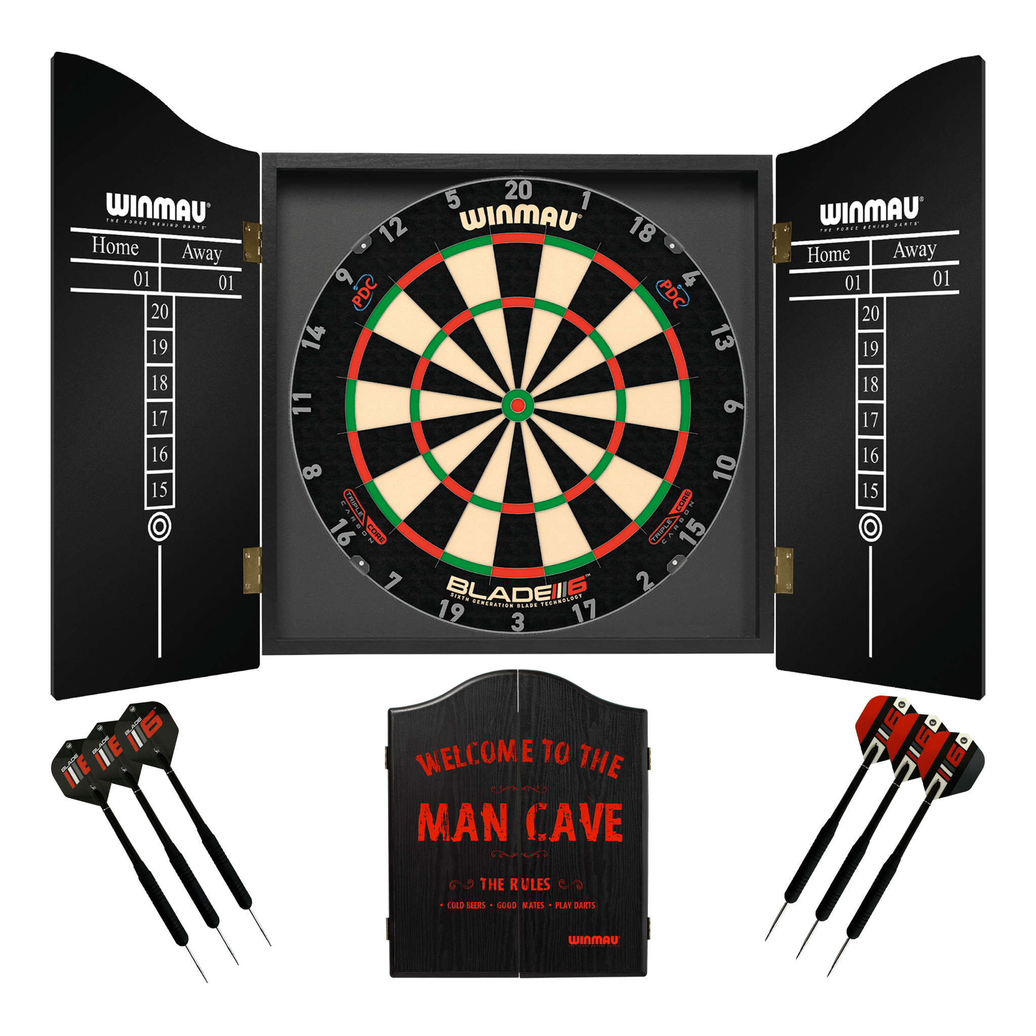 Buy Winmau Blade 6 Dartboard, Cabinet & Darts - Complete Darts Set from ...