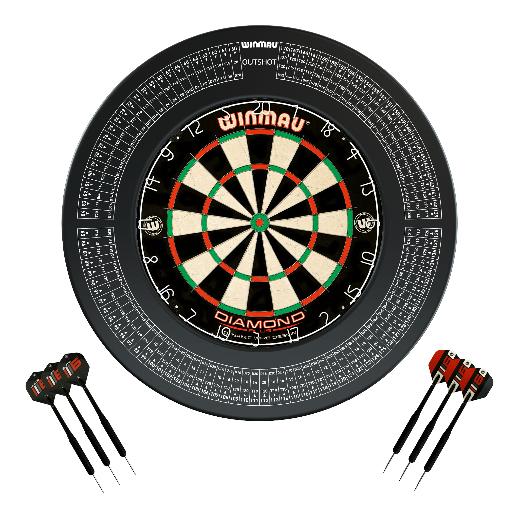 Buy Winmau Diamond Plus Dartboard, Surround & Darts - Complete Darts ...